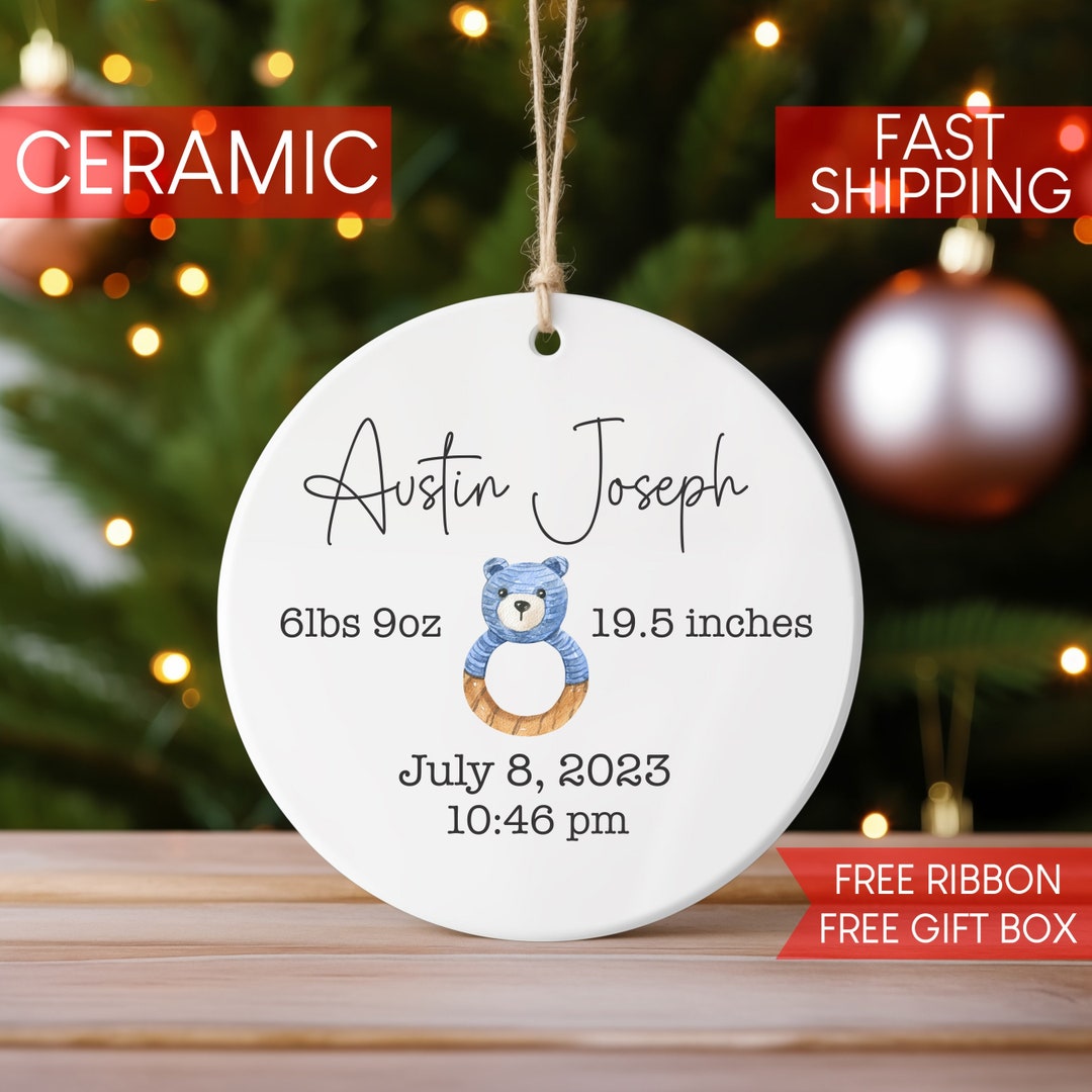 Personalized Baby Ornament, Baby Boy Ornament, Ceramic Baby Ornament ...