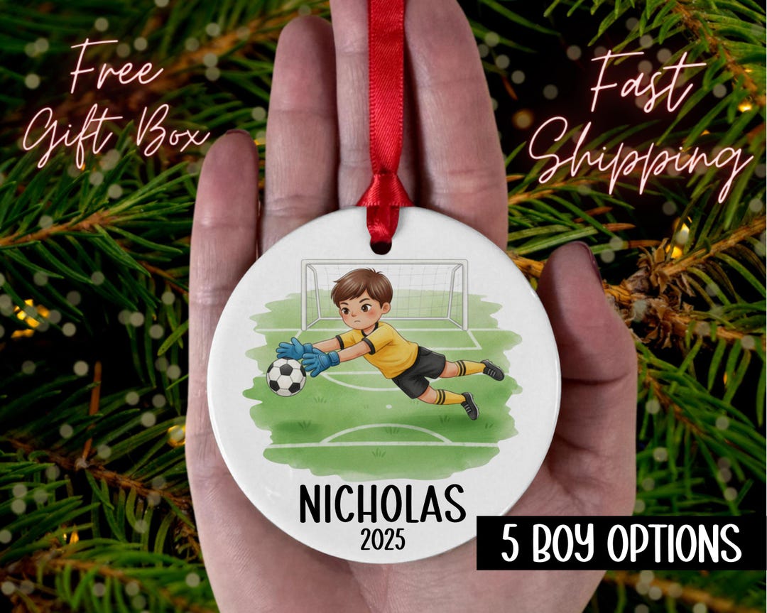 Personalized Soccer Goalie Boy Ornament, Custom Sports Gift for Boys ...