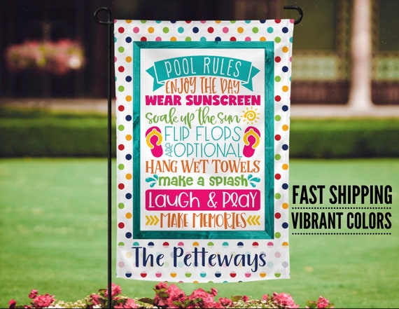 Personalized Pool Flag Personalized Pool Entry Flag Garden | Etsy