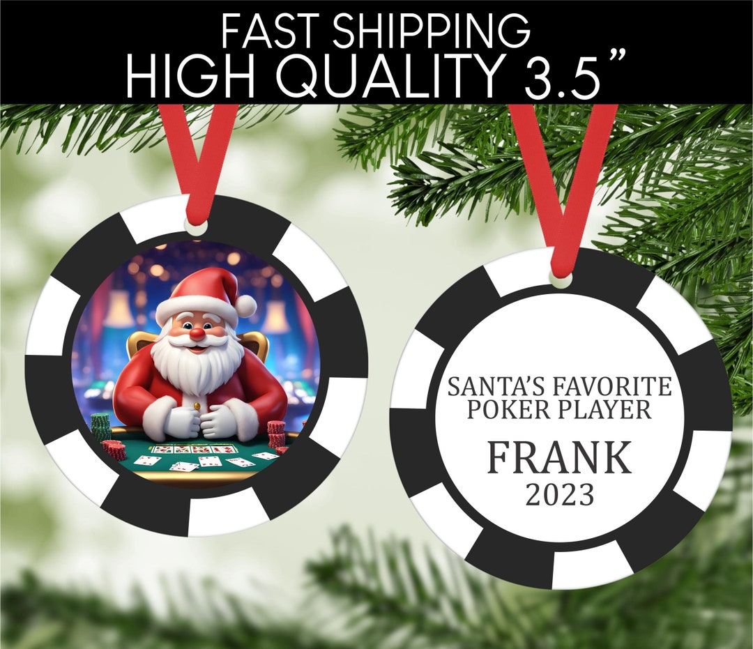 Personalized Poker Ornament, Santa Playing Poker Ornament, Poker Lover ...