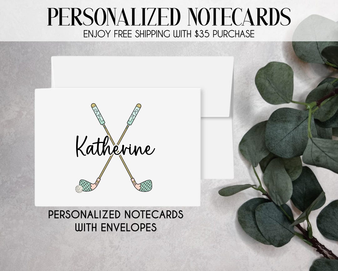 Golf Notecard Gift Set, Golf Stationary, Flat Notecard Set ...