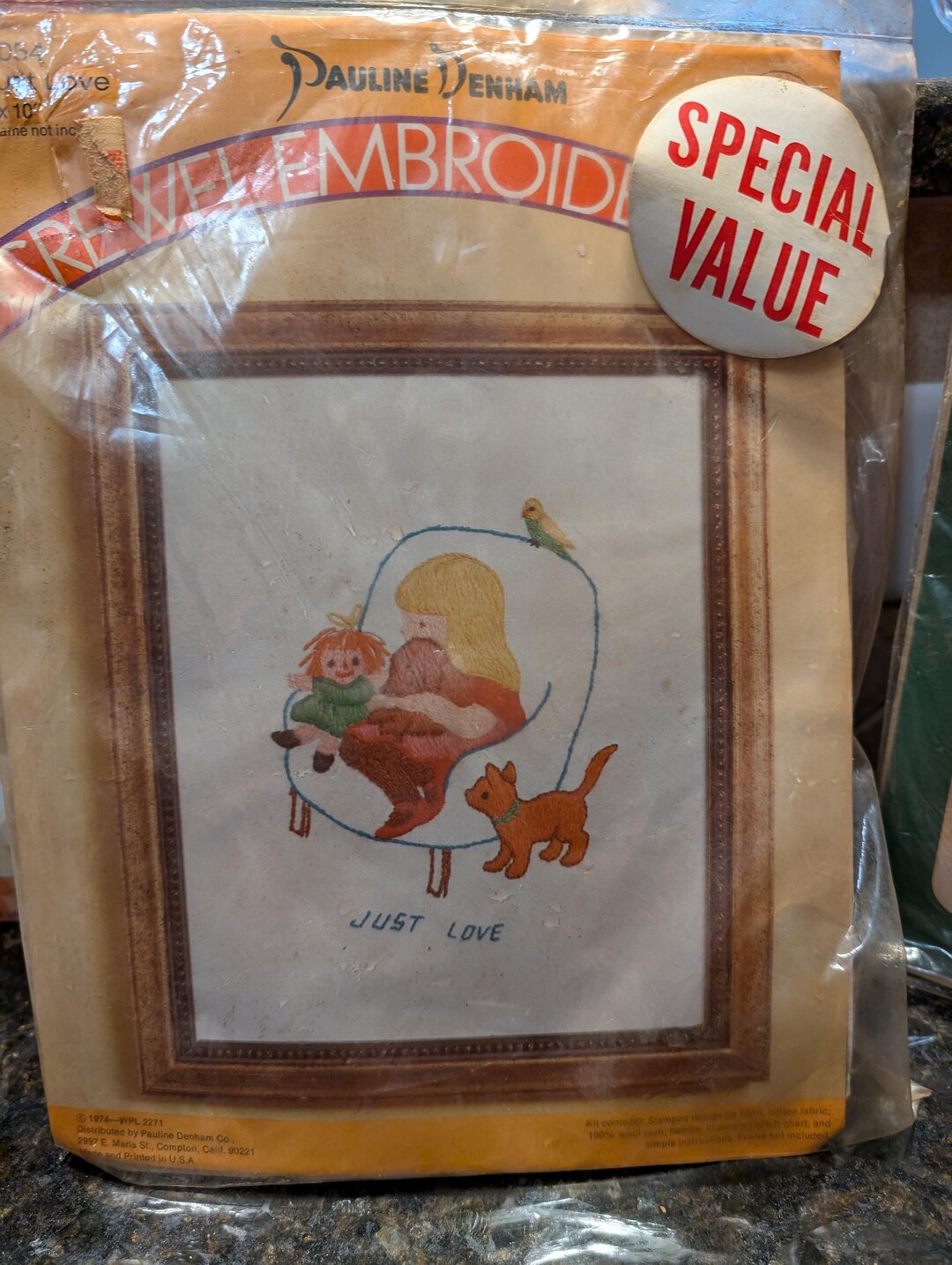 SALE!!** Just Love, Pauline Denham Crewel Embroidery Kit, NOS, Free ...