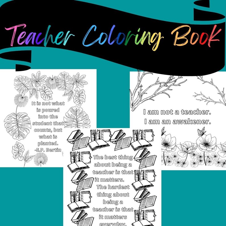 Adult Coloring Book for Teachers - Etsy