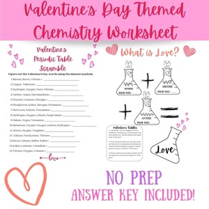 Valentine's Day Chemistry Worksheet - Etsy