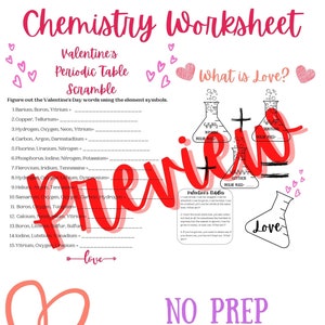 Valentine's Day Chemistry Worksheet - Etsy