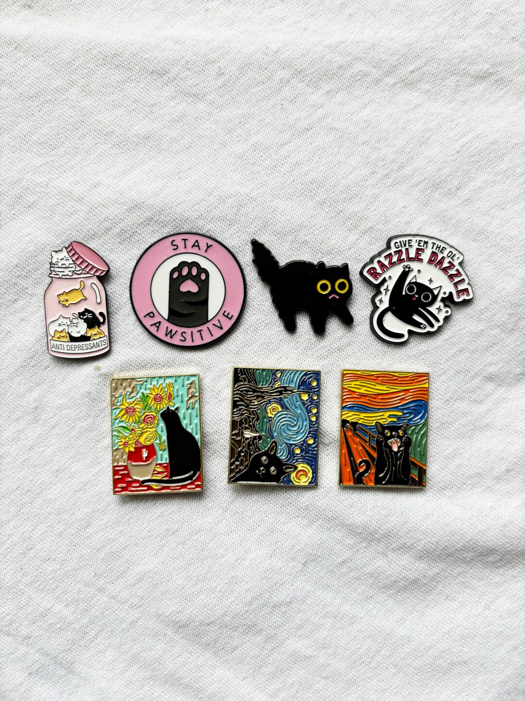 Cute Cat Enamel Pin Badges - Etsy UK