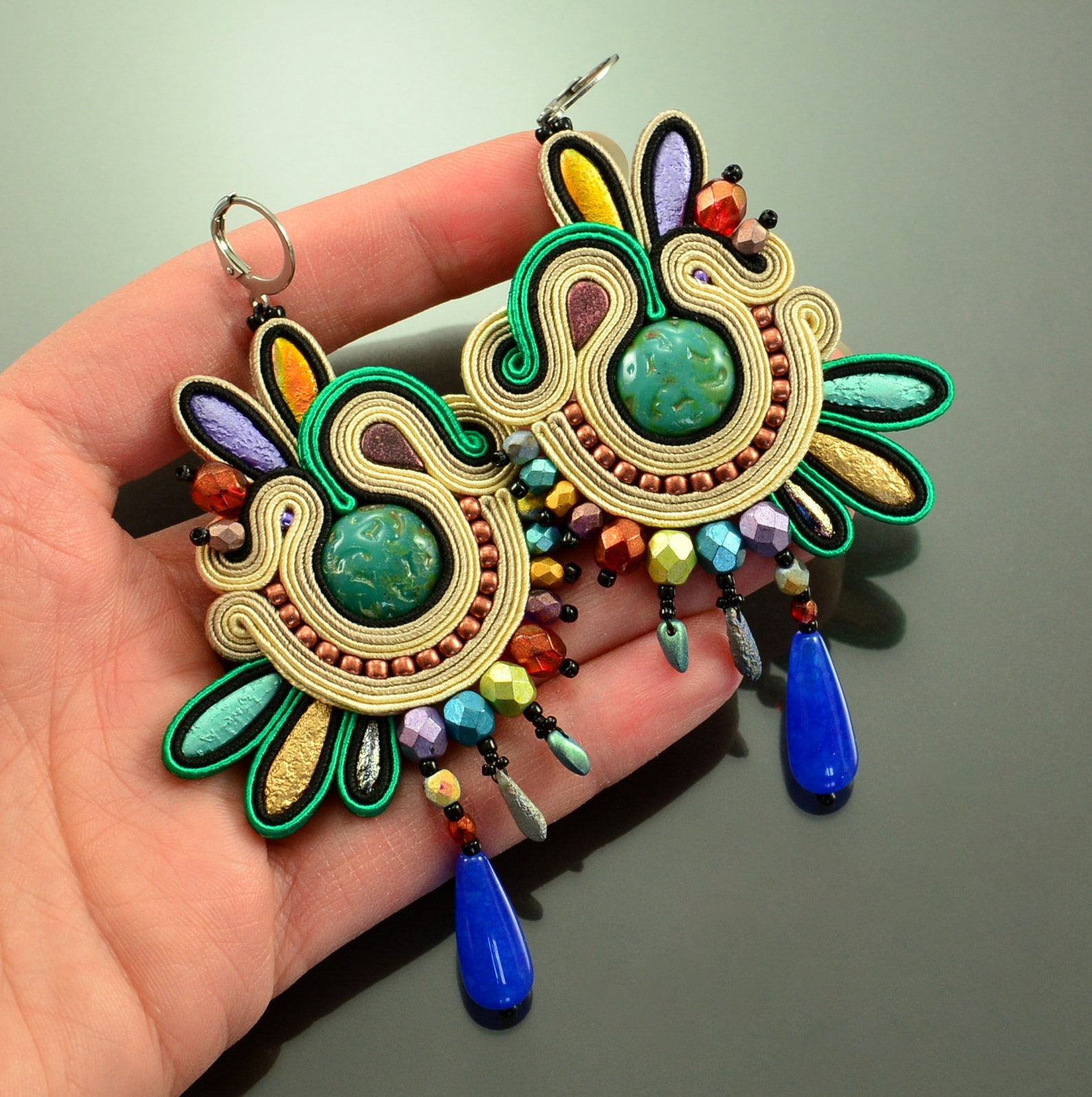 Big Colorful Earrings Colorful Statement Earrings Funky - Etsy