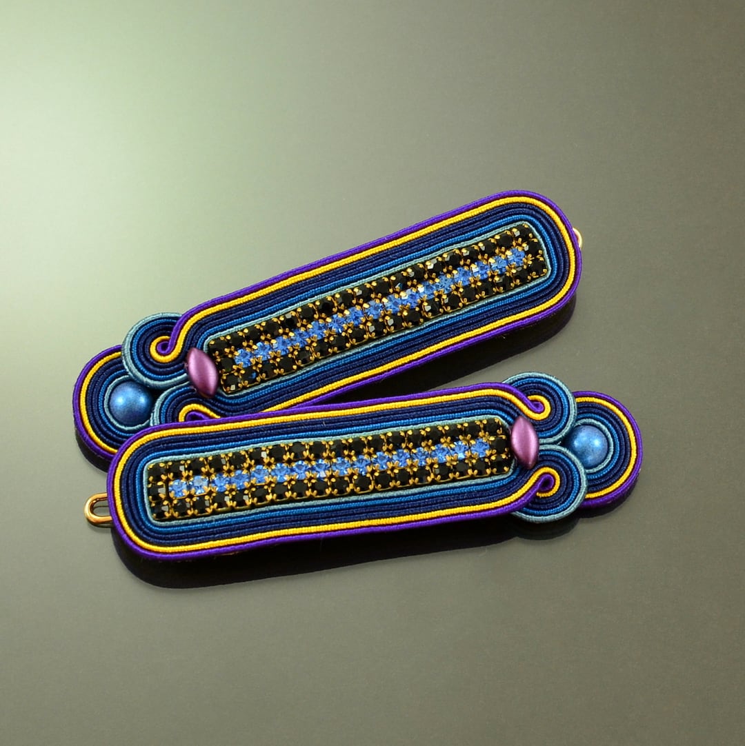 Blue Purple Soutache Barrette, Fashion Barrette, Big Blue Hair Clip ...