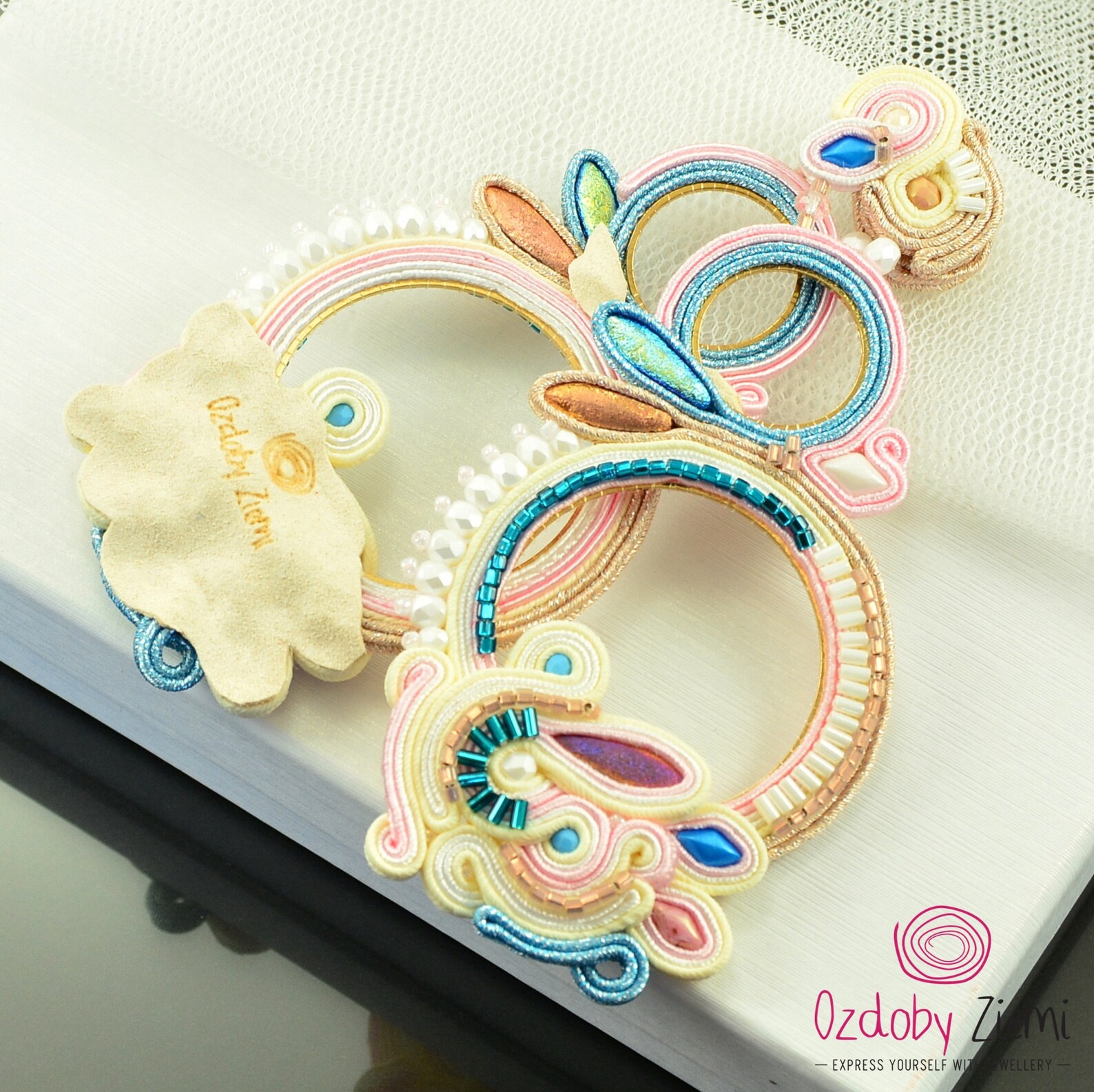 Long Big Statement Earrings, Creamy Blue and Pink Earrings, Large ...