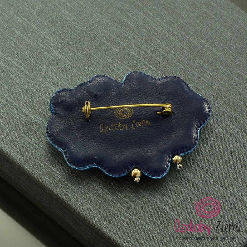 Navy Blue Silver Soutache Brooch, Big Labradorite Brooch, Blue Gemstone ...