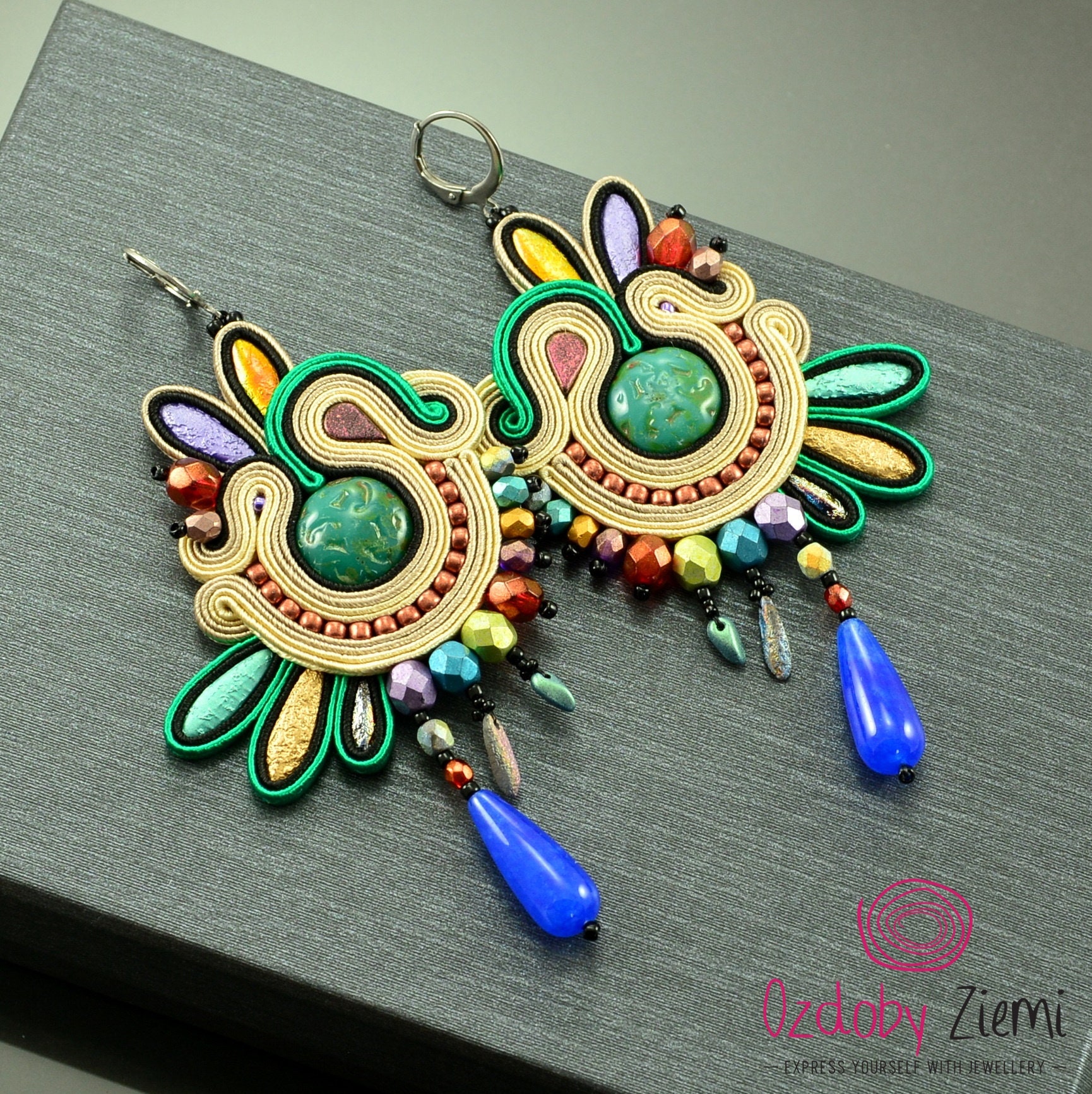 Big Colorful Earrings Colorful Statement Earrings Funky | Etsy