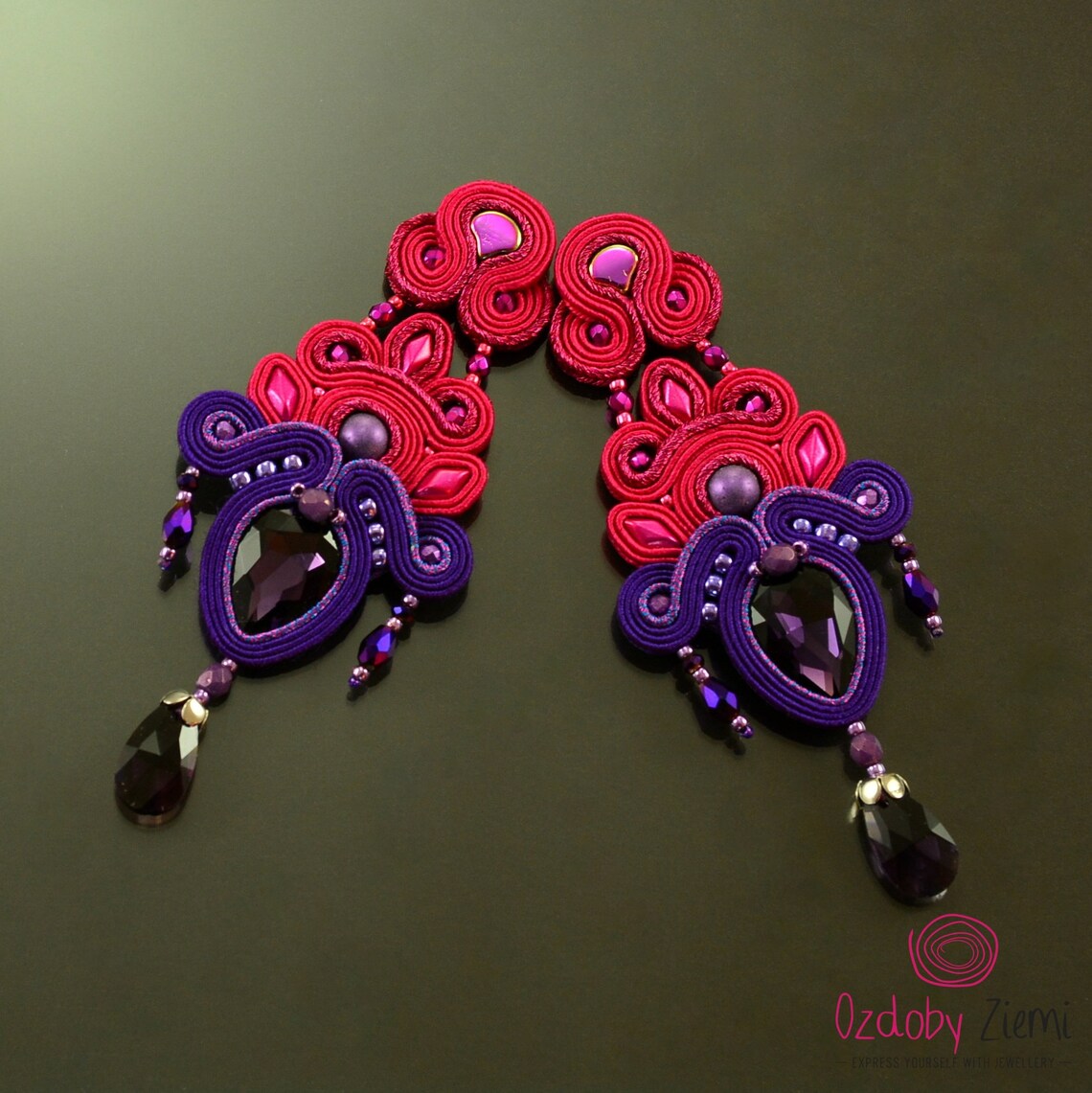 Gorgeous Hot Pink and Purple Chandelier Earrings, Long Fuchsia Crystal ...