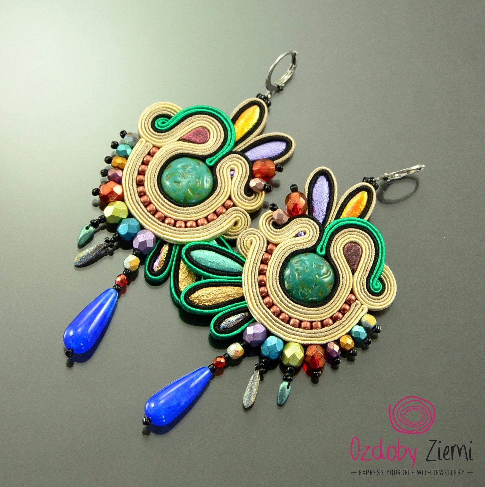 Big Colorful Earrings Colorful Statement Earrings Funky | Etsy