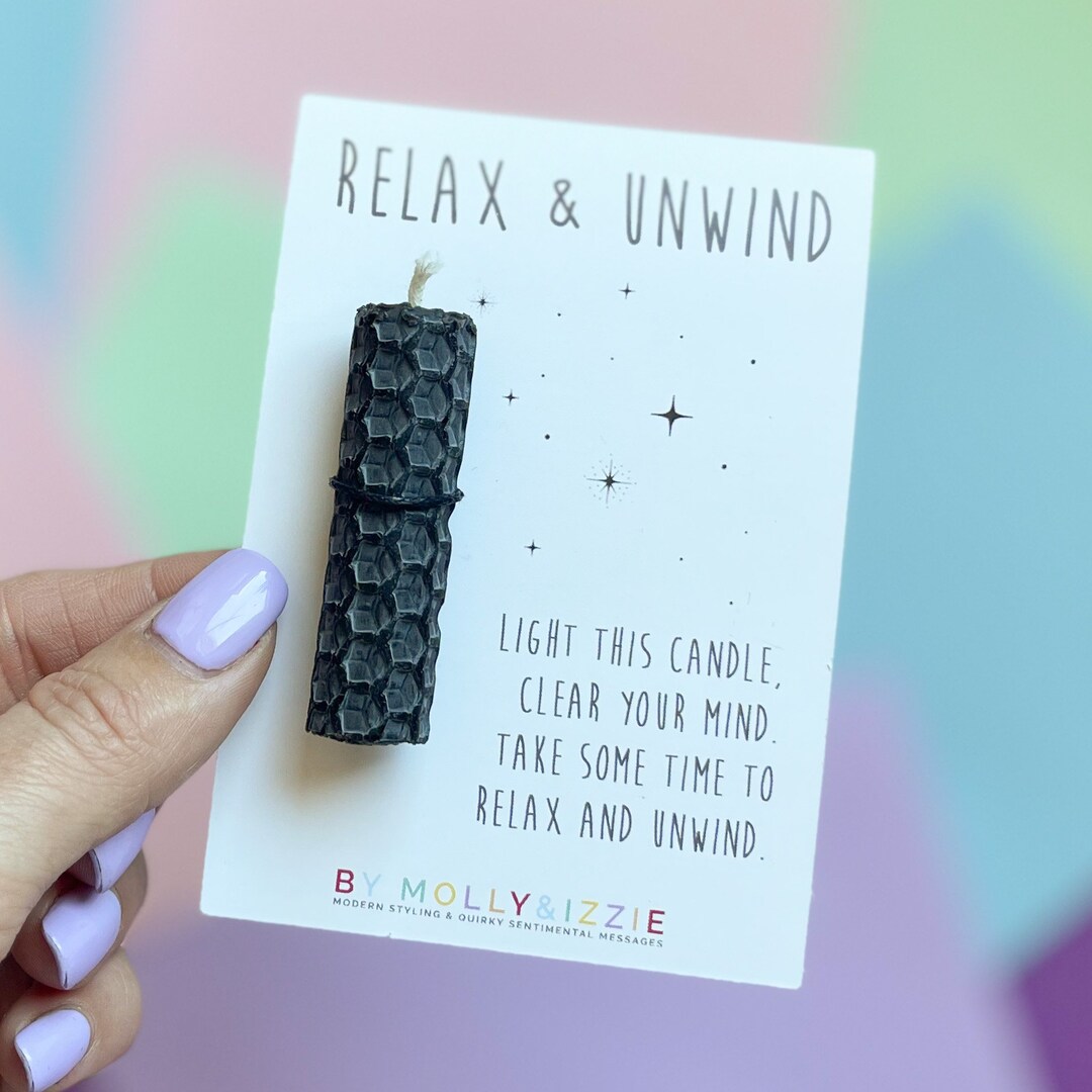 Black Relax & Unwind Candle - Gift of Time | Mindful Gift | Bees Wax ...