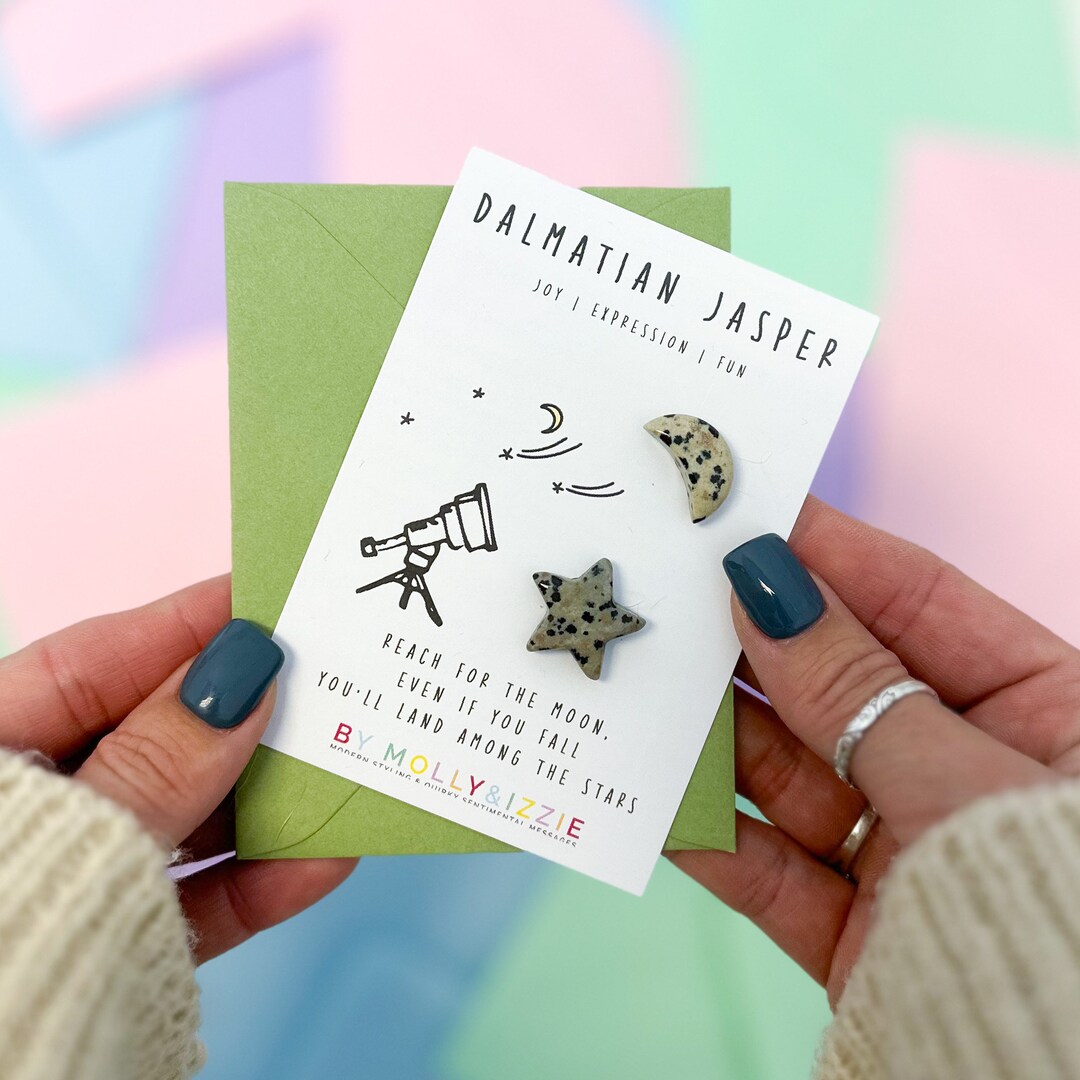 Dalmatian Jasper Star and Moon Stones | Token Gift | Keepsake | Worry ...