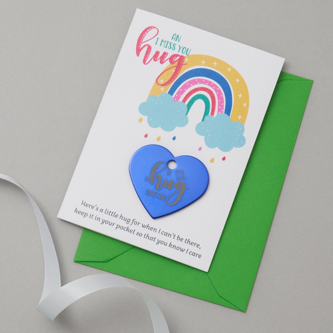 Personalised Bright Rainbow 'I Miss You' Little Hug Keepsake Card - Etsy