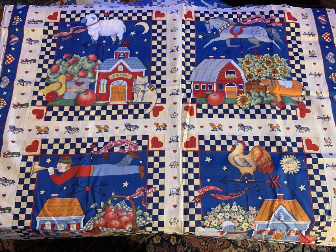 Vintage 1995 Susan Winget 2233 Fabric Traditions Country Animals Farm ...