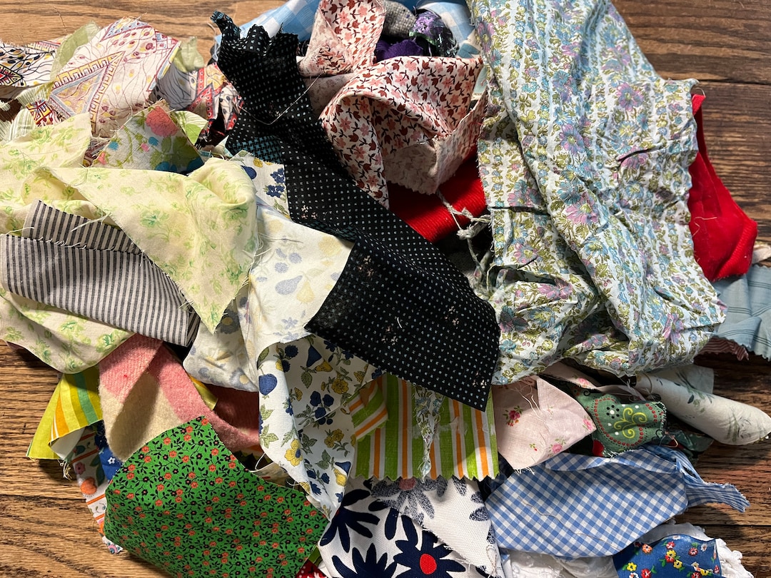 One Pound Bag Fabric Scraps 1930's-1970's Rural Estate Stash Cotton ...