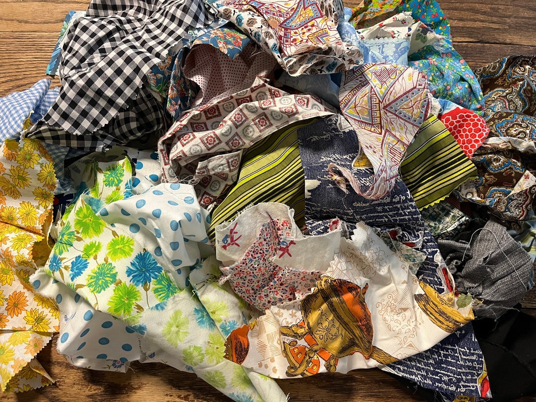 One Pound Bag Fabric Scraps 1930's-1970's Rural Estate Stash Cotton ...