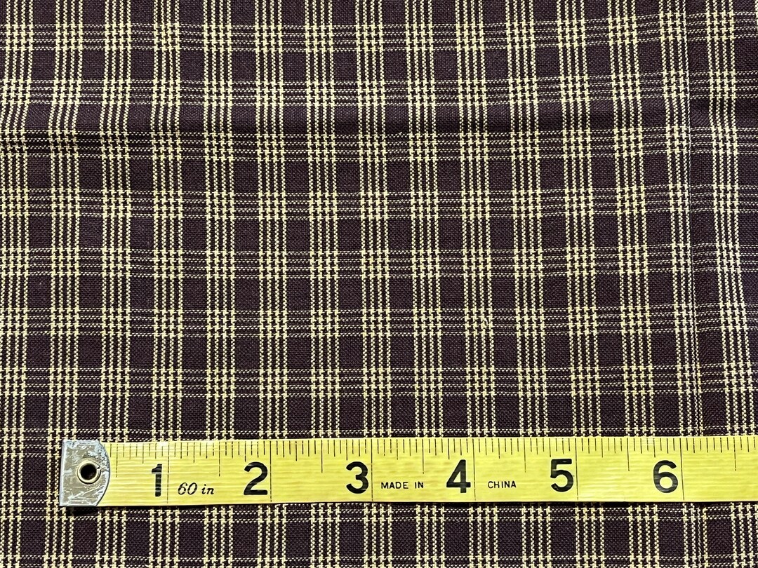 Brown Beige Check Homespun Fabric Scrap 18"x 32" Rural Estate Quilter's ...