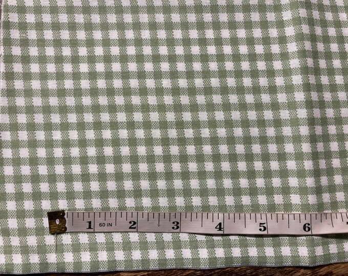 Sage Green Check Cotton Fabric Remnant 14"x 58" Rural Estate Quilter's ...