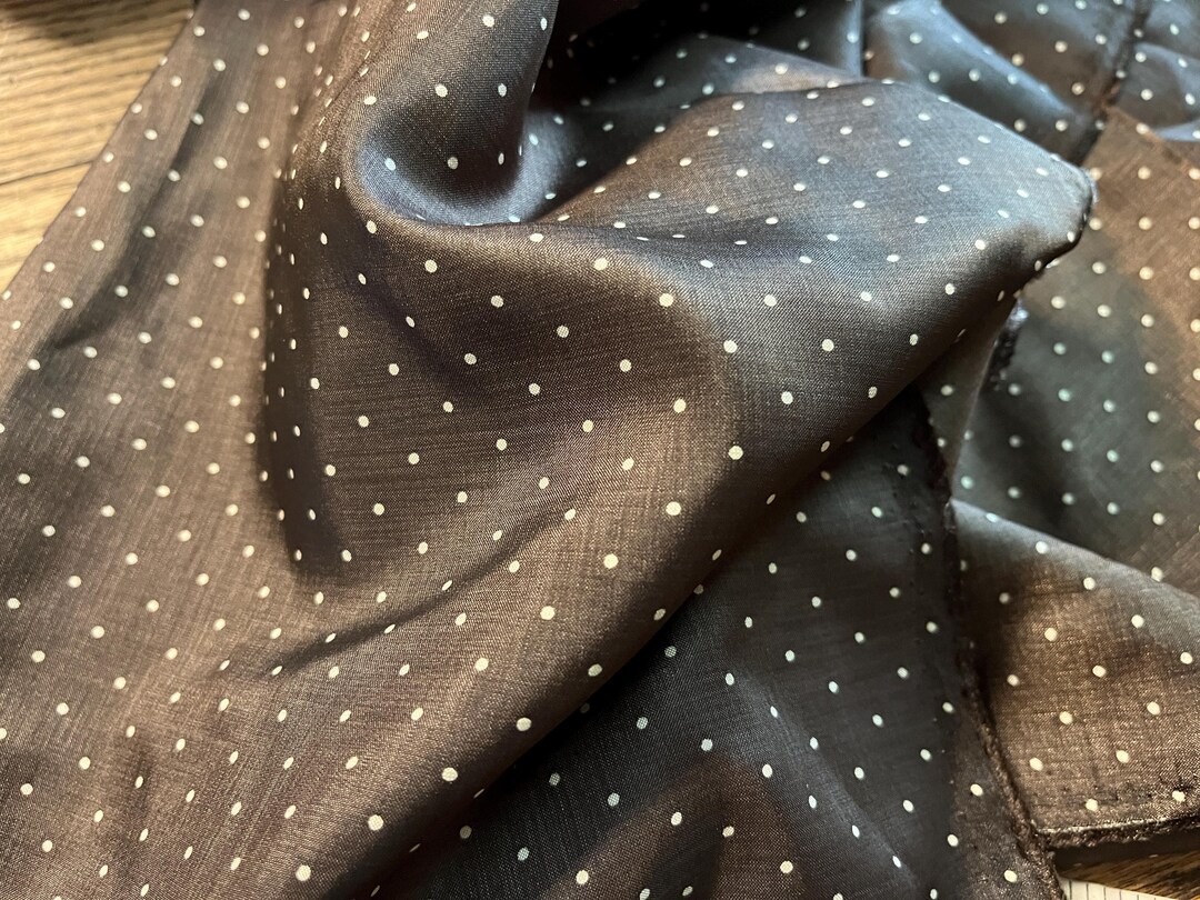 2 Yards White Polka Dot Dark Brown Nylon Lining Fabric Jacket Skirt ...