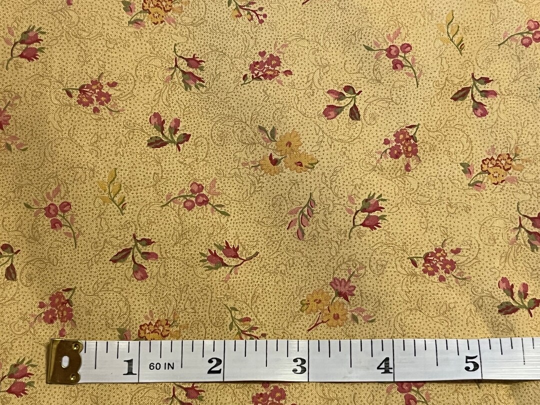 1999 P&B Textiles Jasmine Golden Pink Floral Cotton Quilting Fabric 12 ...