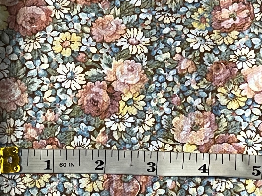 1980er Jahre Joan kessler Rose-Pink Blumenstoff Rest 8 x 44 Rural ...
