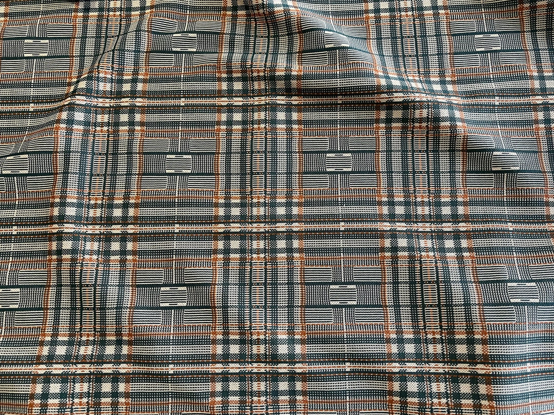 Teal Brown Beige Plaid Polyester Double Knit Fabric 50"x 66" (hip) - Etsy