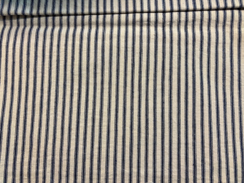 Antique Indigo Ticking Stripe Feather Pillow Canvas Fabric Unused 48"x ...
