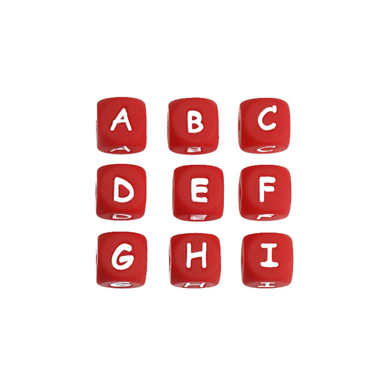 12mm Red Square Cube Letter Silicone Beads,alphabet Letter Beads,soft ...