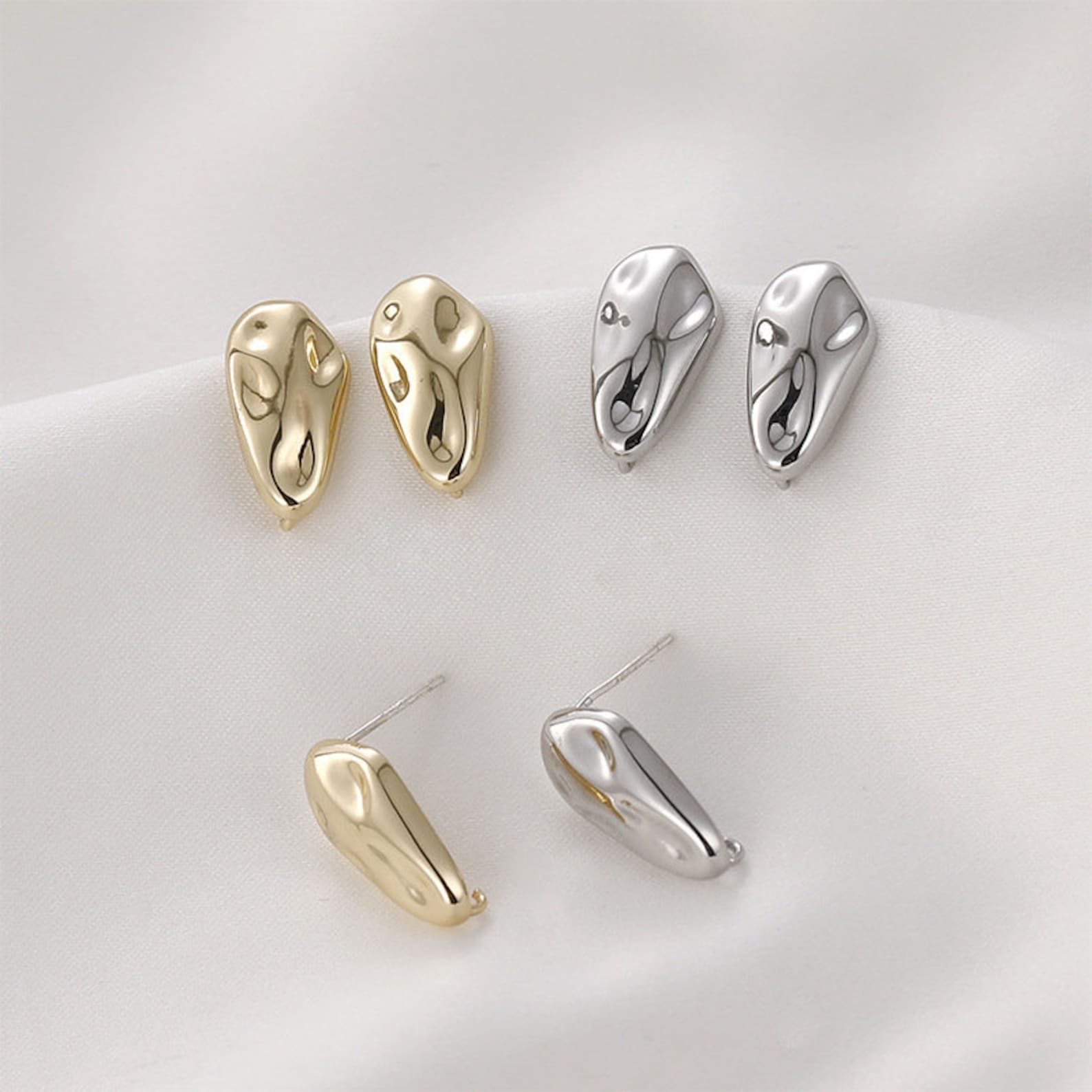 6 Pieces 14K Gold Plated Teardrop Earring Stud,raw Brass Teardrop ...