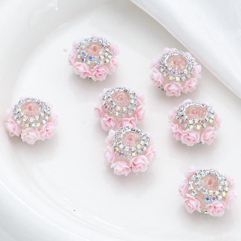 Sparkle Bling Rhinestone Flower Beads, Fancy Crystal Diy Pen Focals ...