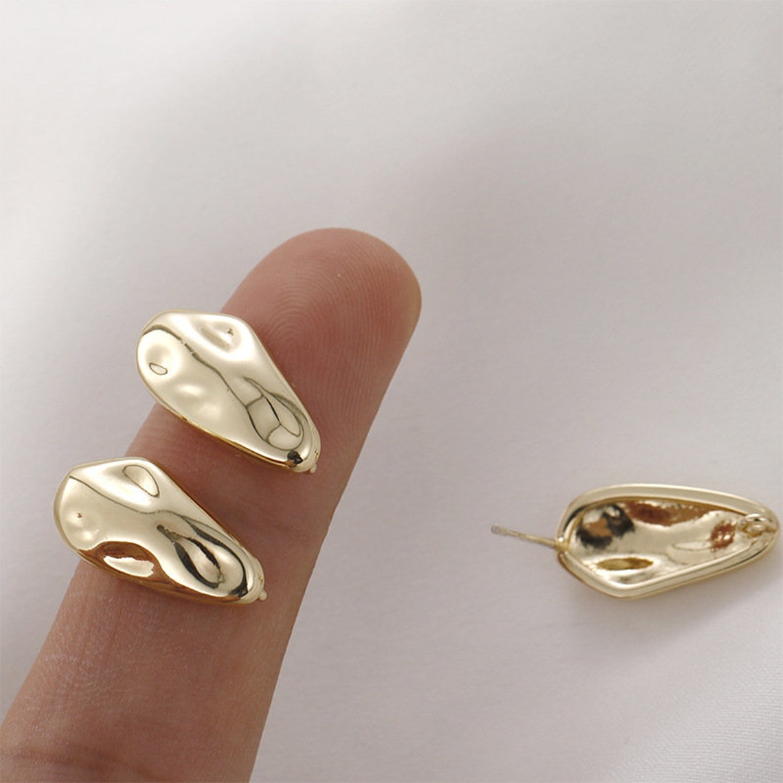 6 Pieces 14K Gold Plated Teardrop Earring Stud,raw Brass Teardrop ...