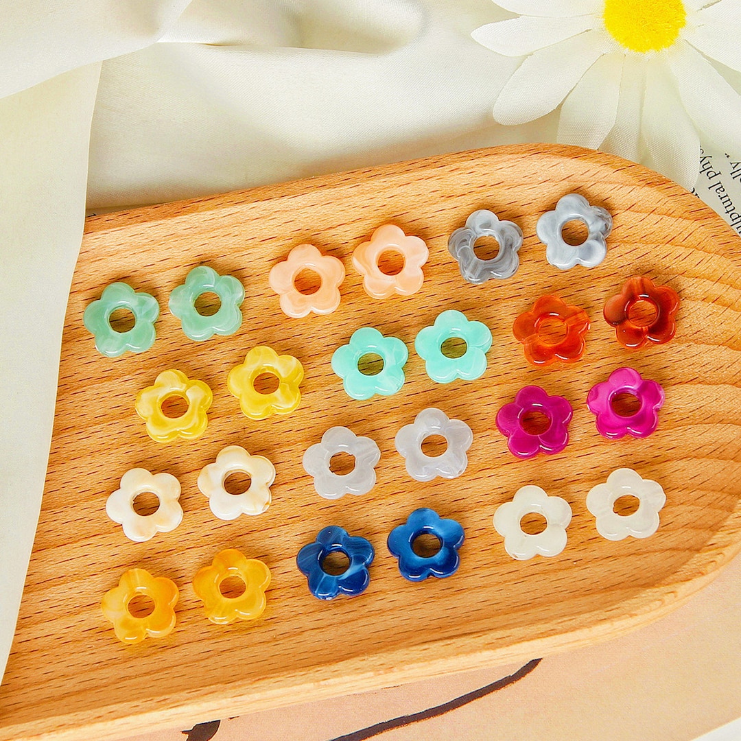 10 Pieces Flower-shaped Resin Charm Pendant, Acetate Acrylic Pendant ...