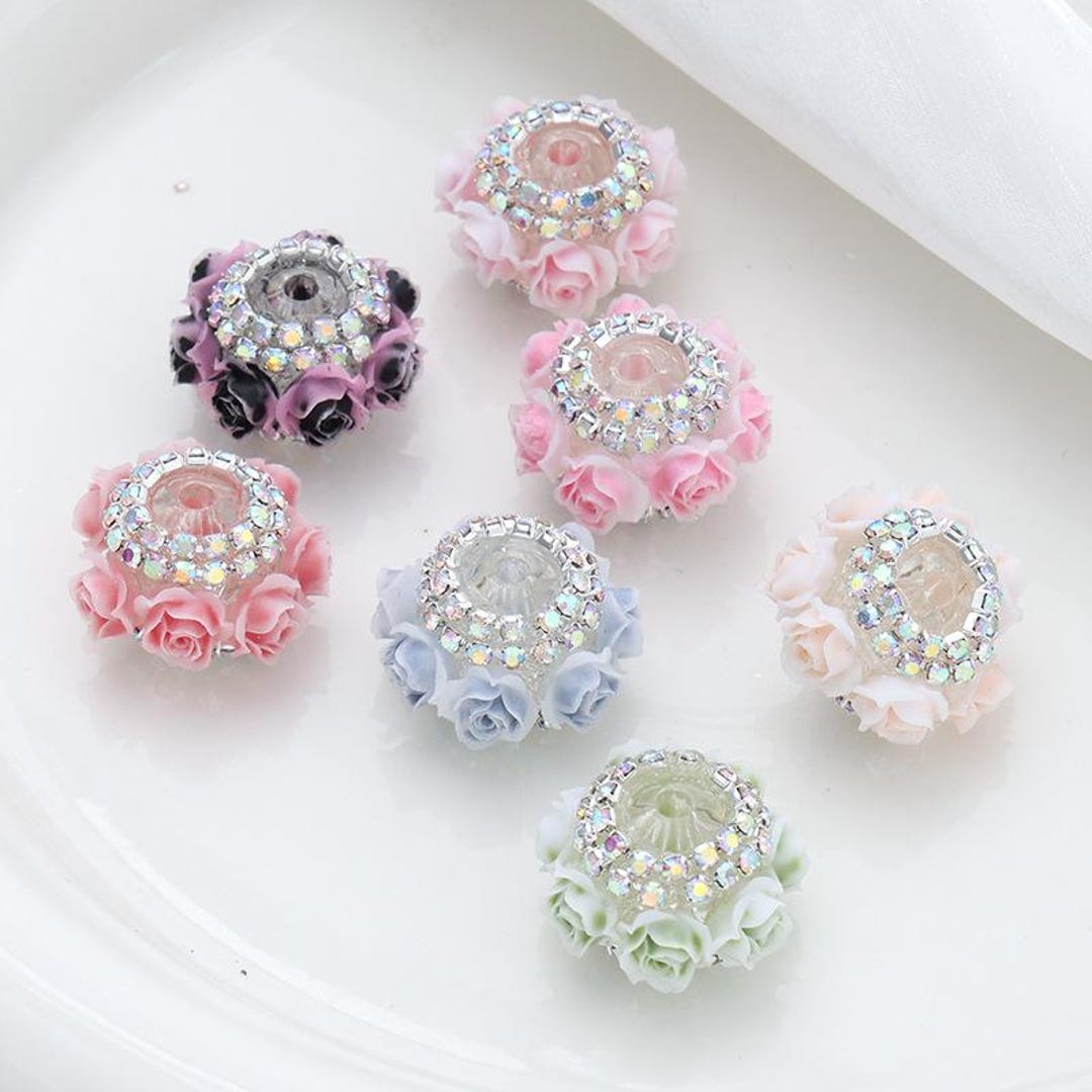 Sparkle Bling Rhinestone Flower Beads, Fancy Crystal Diy Pen Focals ...