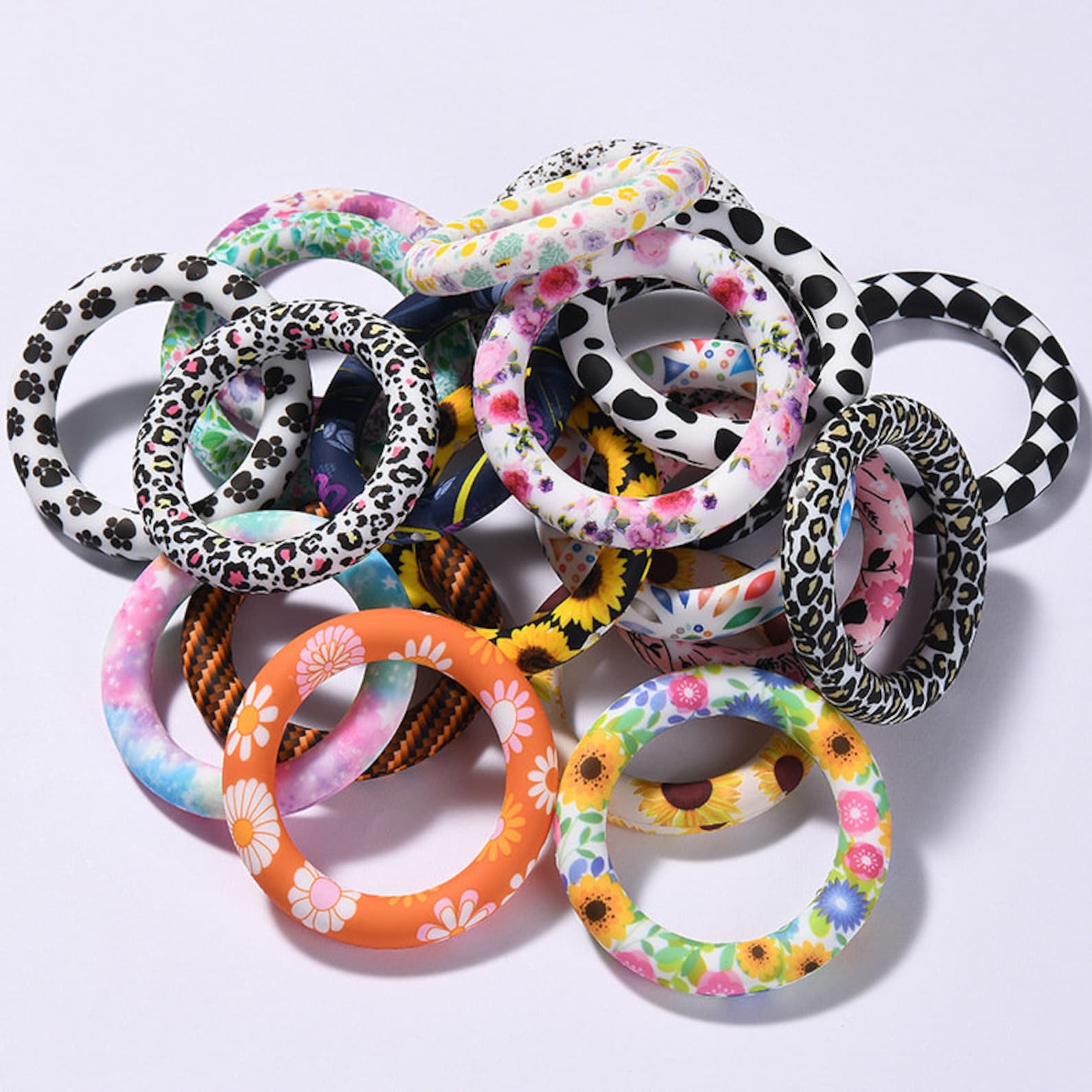 65mm Print Silicone Ring, Silicone Beadable O Rings, Focal Bead ...