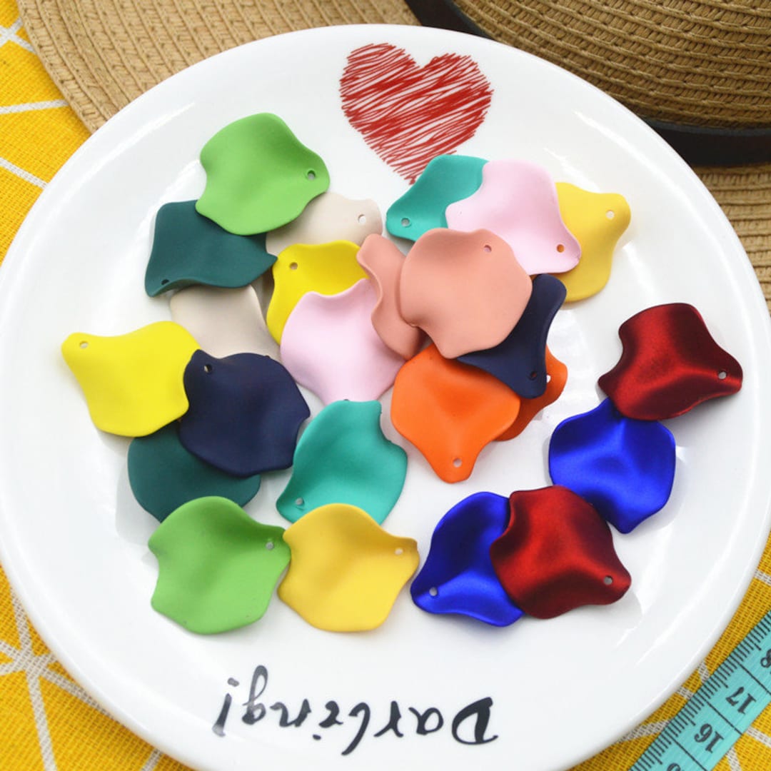 10 Pieces Colorful Petal Charms, Acrylic Flower Petal Pendant, Rose ...