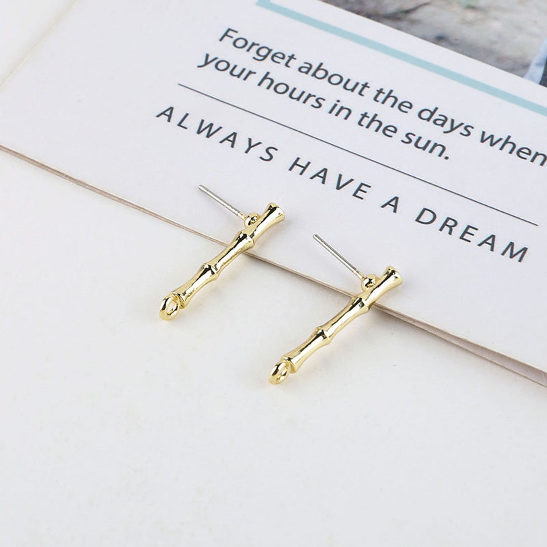 10 Pieces Gold Plated Bar Earrings,ear Stud, Metal Post Earrings，bamboo ...
