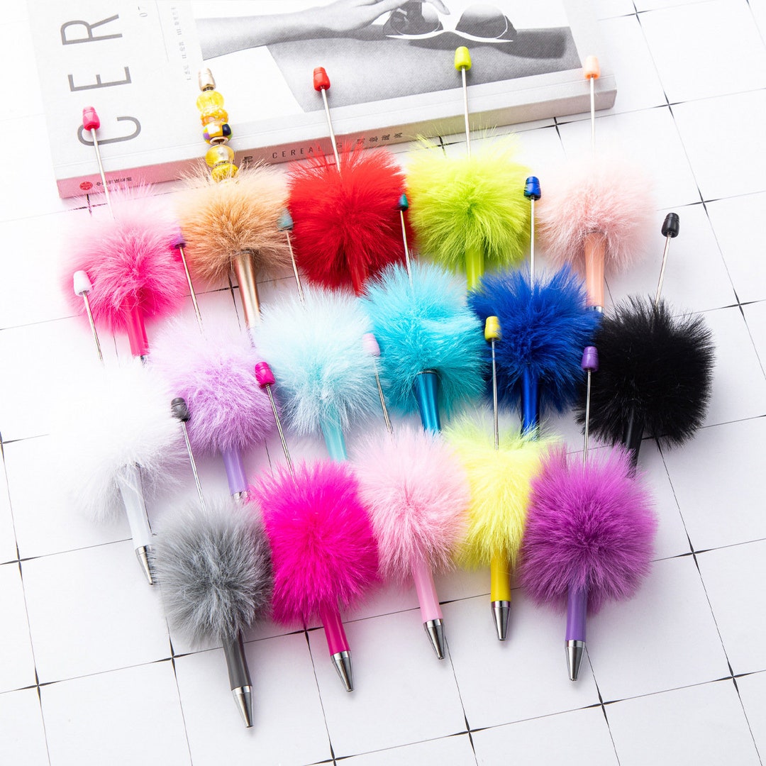 Beadable Fluffy Pens,diy Feather Fuzzy Soft Pen,fluffy Blank Pens ...