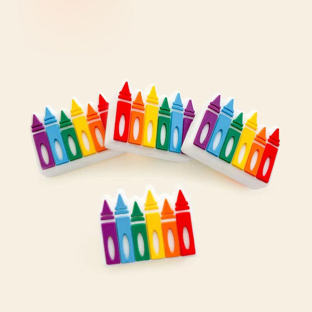 10pcs Crayon Silicone Focal Beads,teacher Crayons Silicone Bead ,DIY ...