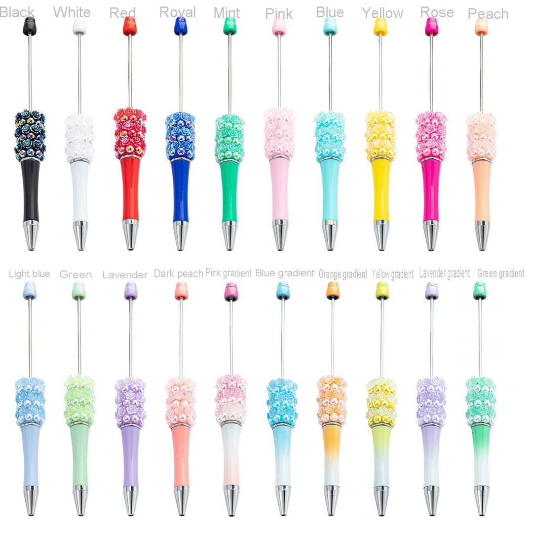 Rose Flower Plastic Beadable Pens,solids Sugar Beadable Pen,diy Bead ...
