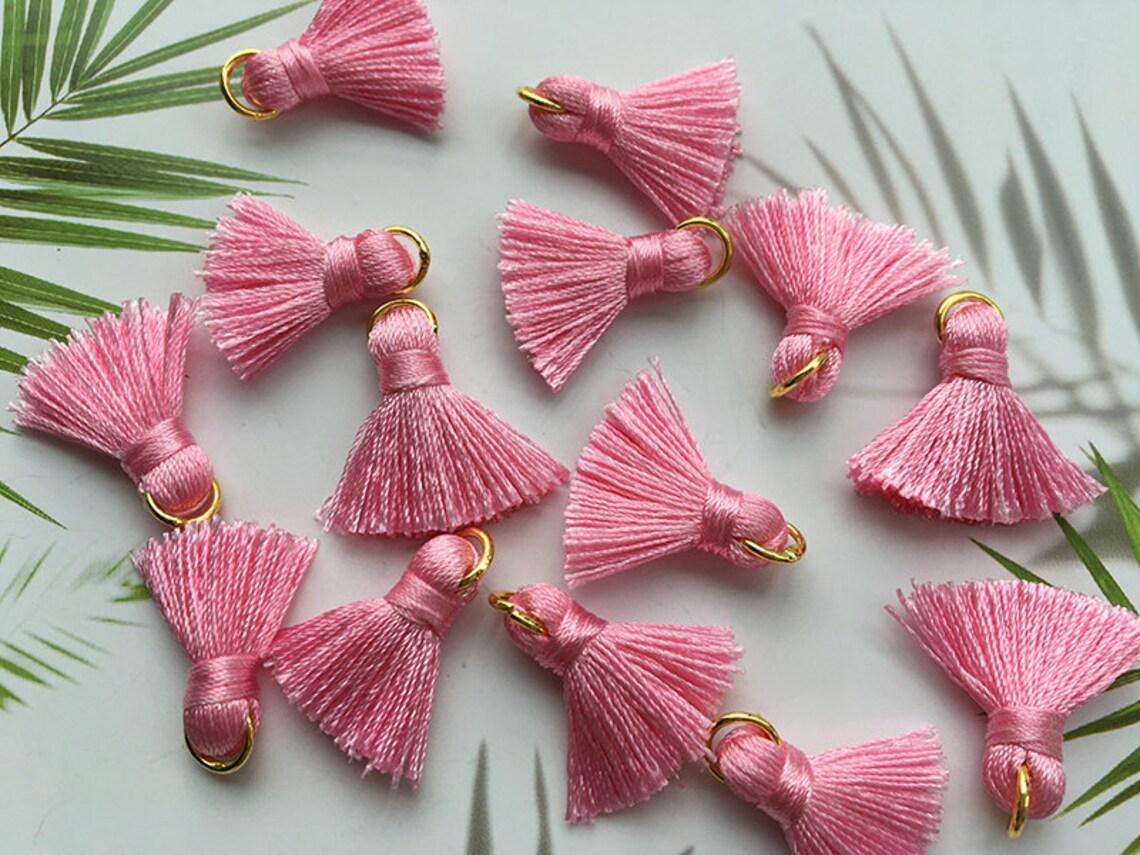 10 Pieces Pink Tassels,tiny Catton Tassels,2cm Cotton Thread Tassels ...