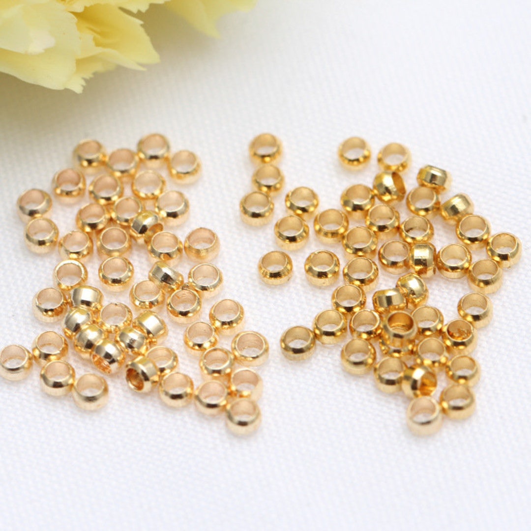 100 Pcs 14K Gold Plated Brass Positioning Bead Charm, 1.5MM 2MM 2.5MM ...