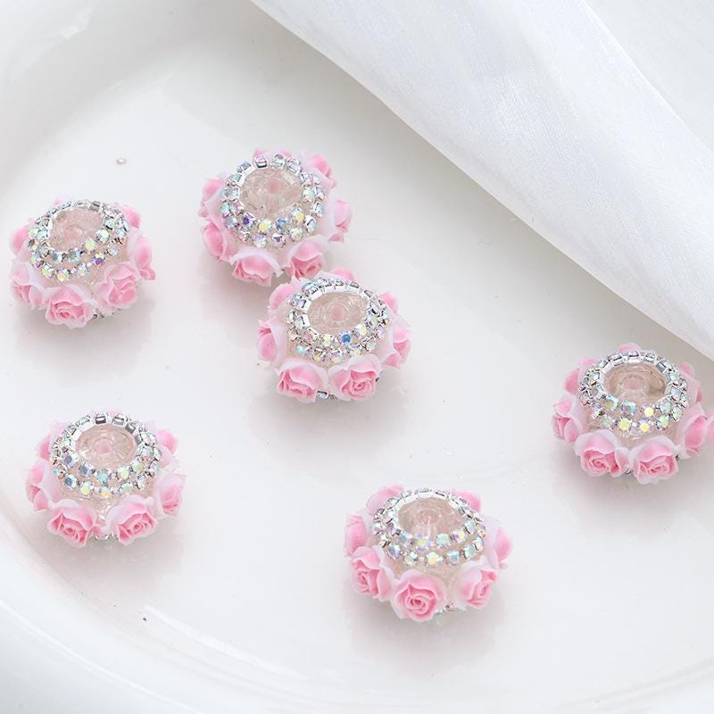 Sparkle Bling Rhinestone Flower Beads, Fancy Crystal Diy Pen Focals ...