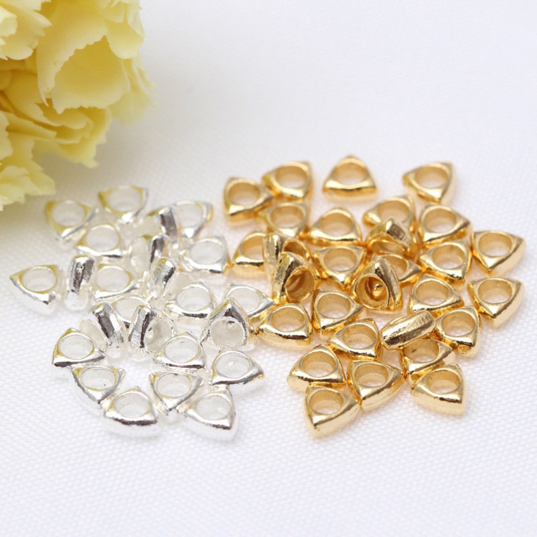 100 Pcs 14K Gold Plated Brass Triangle Spacer Beads Charm, 3MM 4MM ...