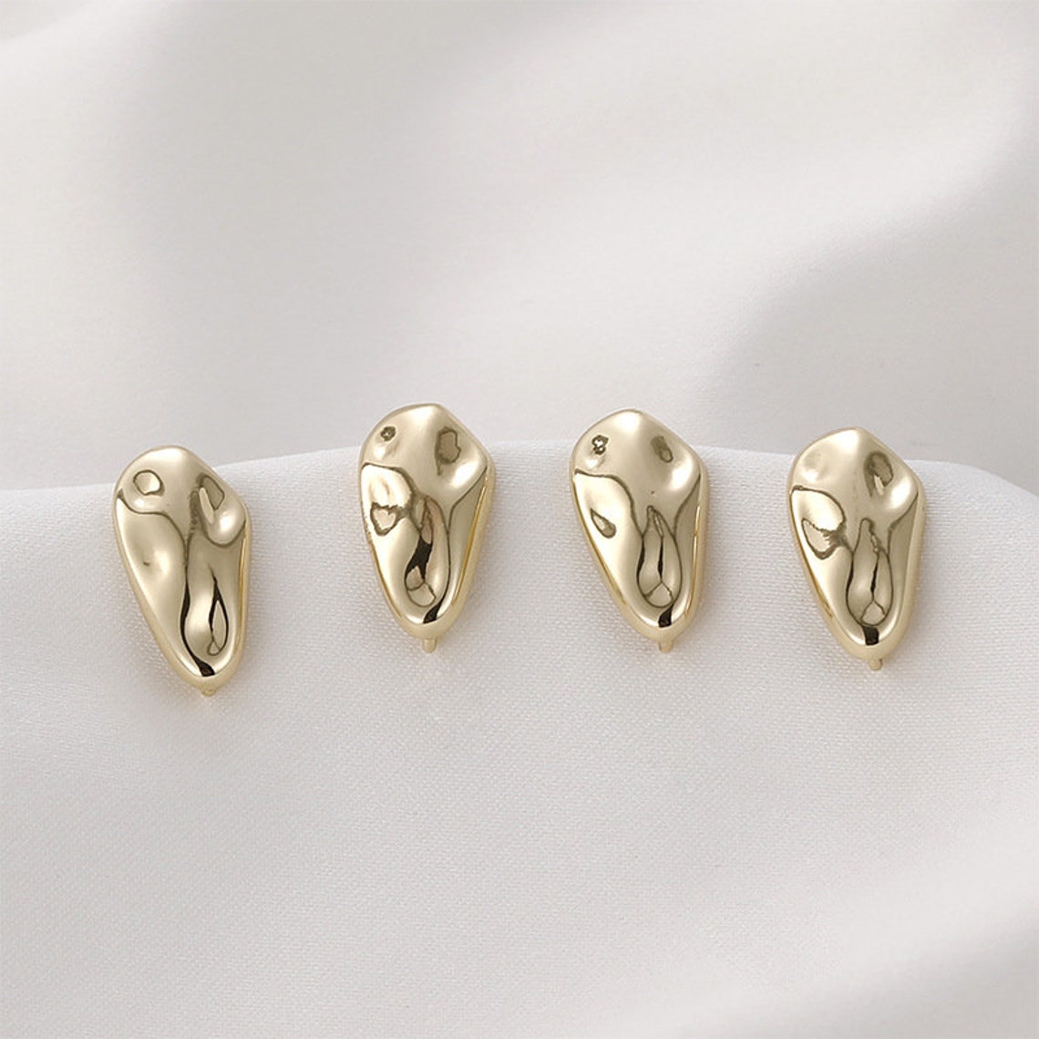 6 Pieces 14K Gold Plated Teardrop Earring Stud,raw Brass Teardrop ...