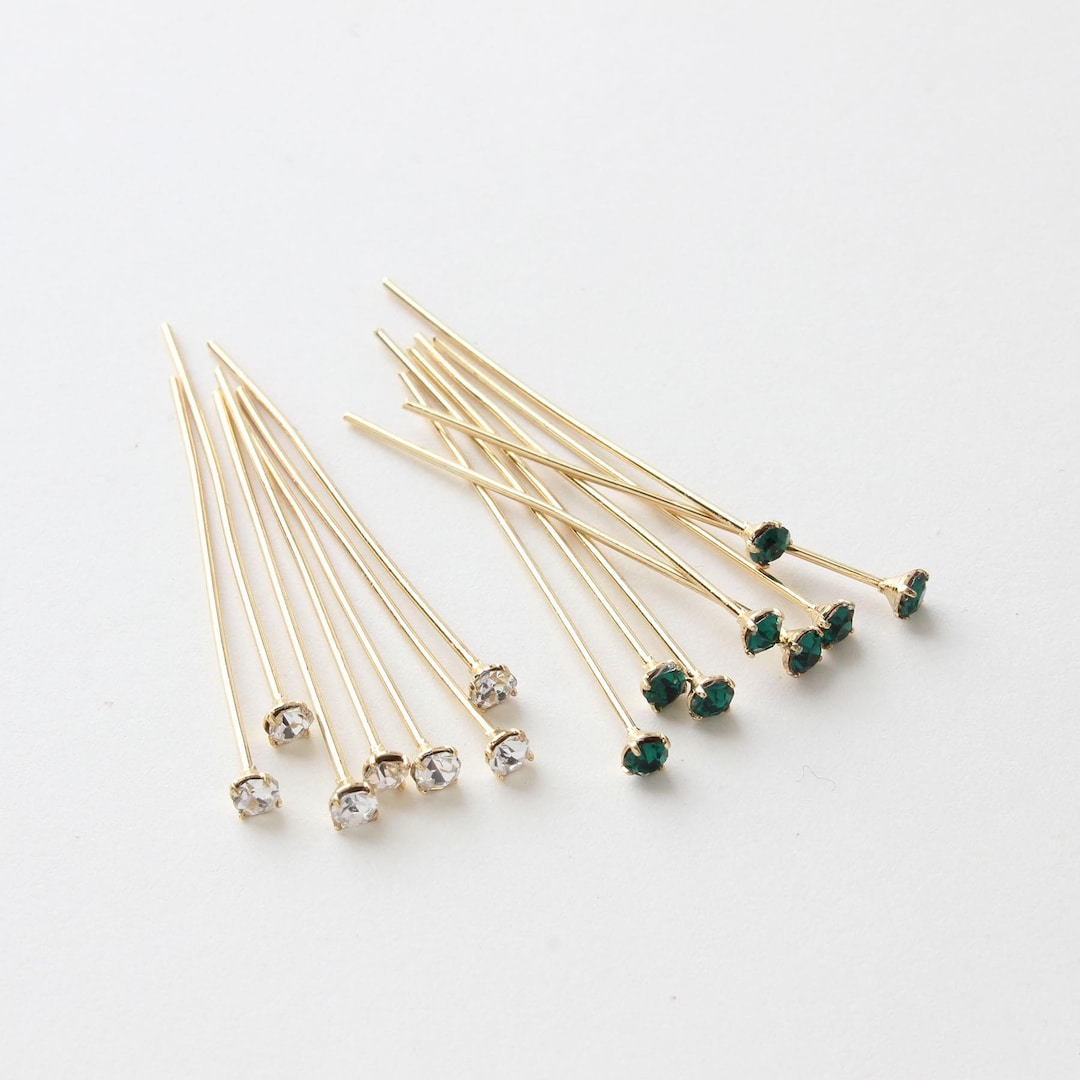 20pcs 18K Gold Plated Round Head Pins Jewelry Making，round Headpins ...