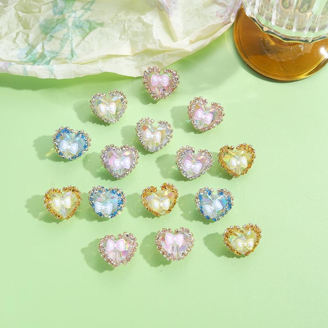 Rhinestone Heart Bow Beads, Fancy Beads, Bling Pen Focals, Acrylic ...