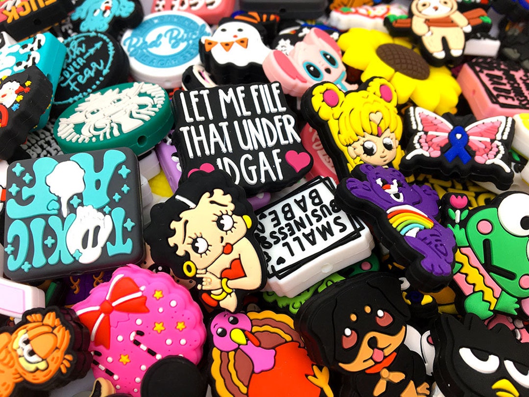 100 PCS Mixed Silicone Focal Beads,silicone Focal Bead Grab Bag Bulk ...